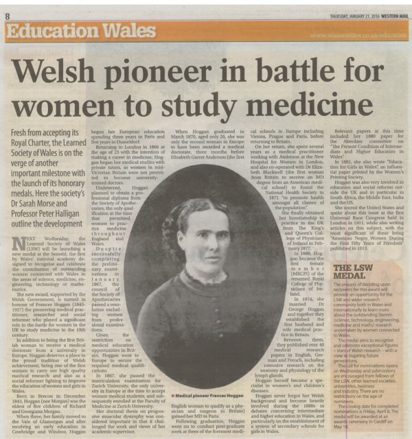 Dr Frances Hoggan - The Learned Society of Wales